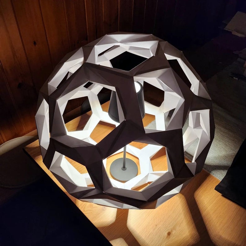Sphere Paper Lamp Shade Printable Lampshade Papercraft Pdf - Etsy