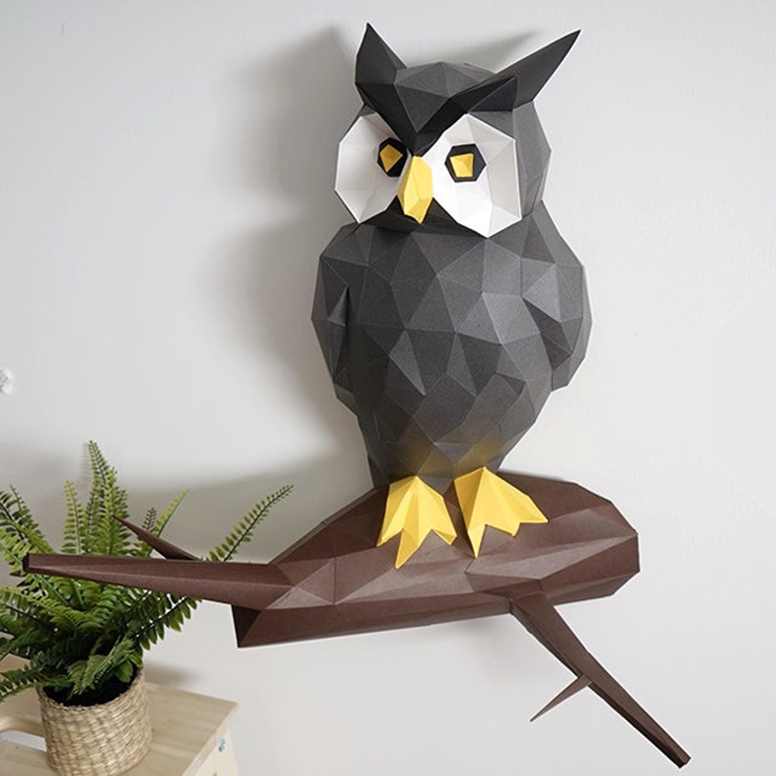 Búho escultura papercraft rompecabezas 3D imprimible - Etsy México