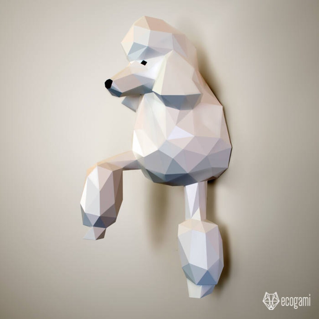 Poodle Papercraft Sculpture, Printable 3D Puzzle, Papercraft Pdf ...