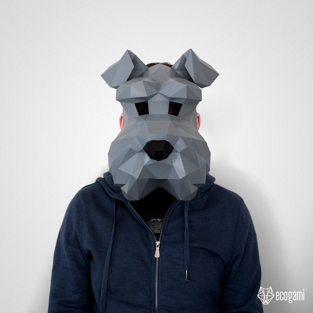 Schnauzer Dog Paper Face Mask Template, Printable Papercraft Pdf ...
