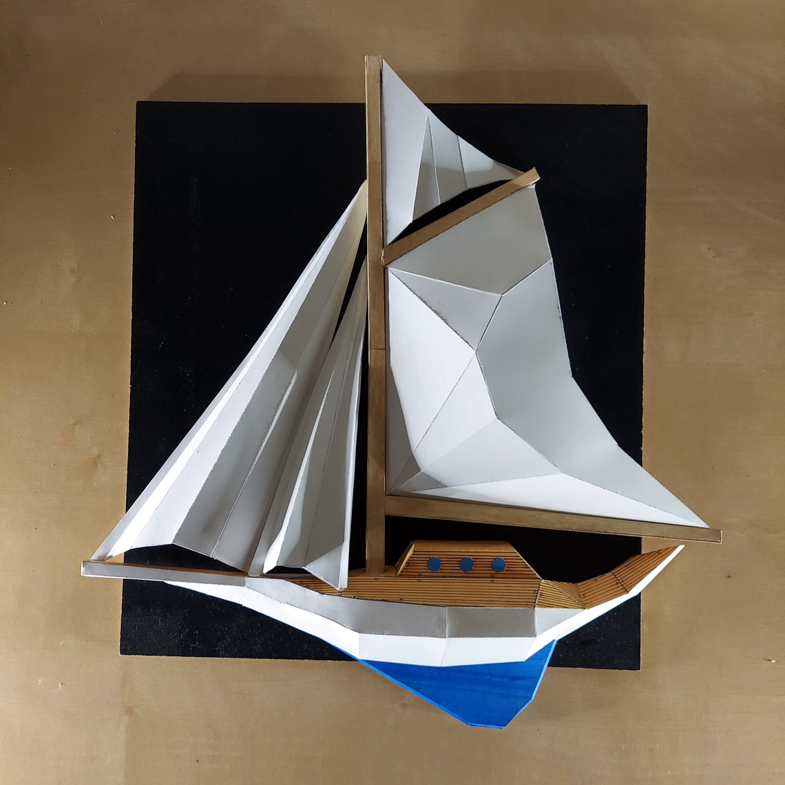 Sailboat Papercraft Wall Art Printable 3D Puzzle Papercraft - Etsy