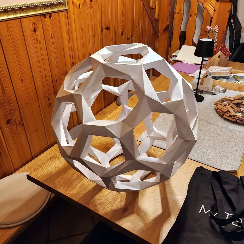 Sphere Paper Lamp Shade Printable Lampshade Papercraft Pdf - Etsy