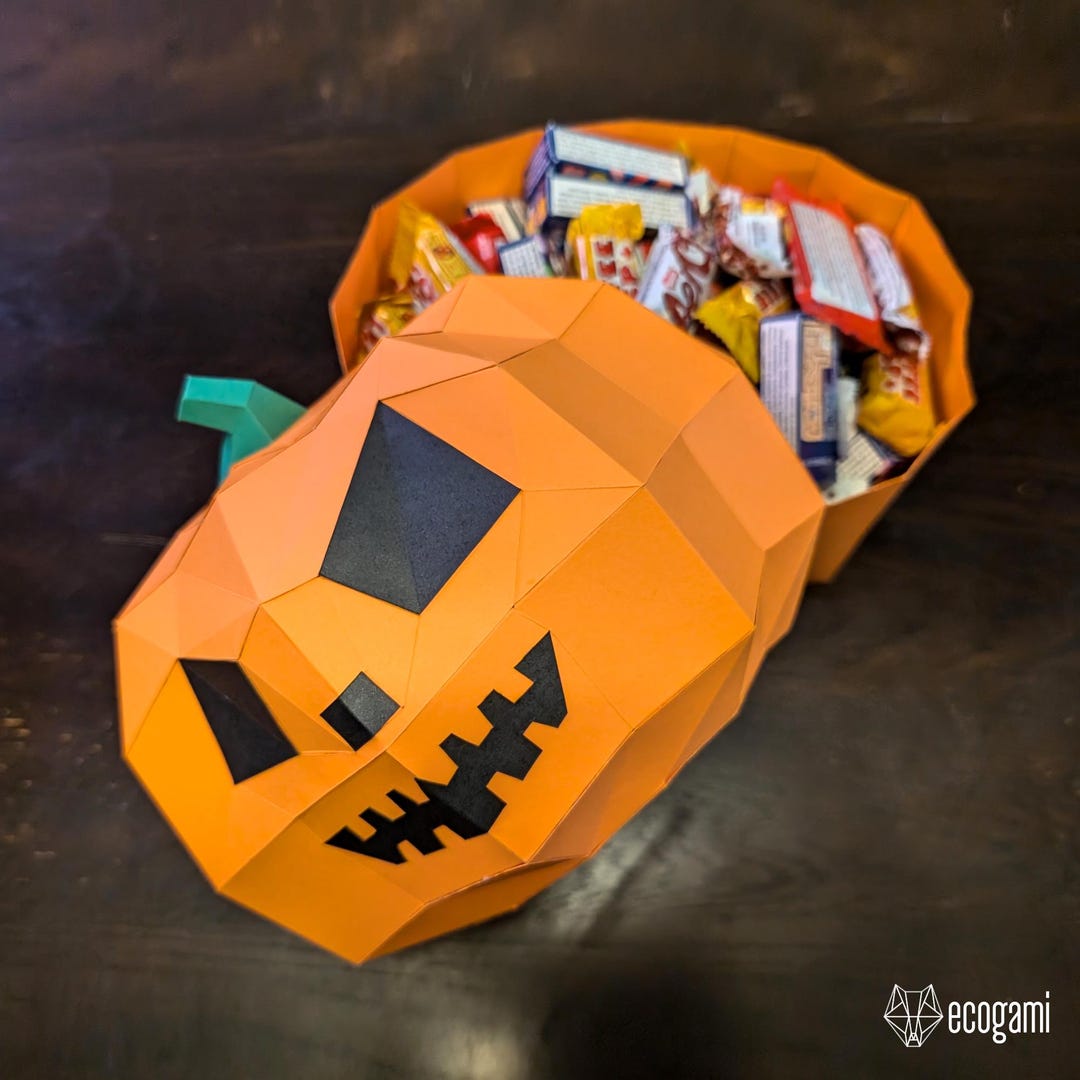 PUMPKIN BOX PAPERCRAFT | Diy Halloween Box | Pdf Pumpkin Box Template ...