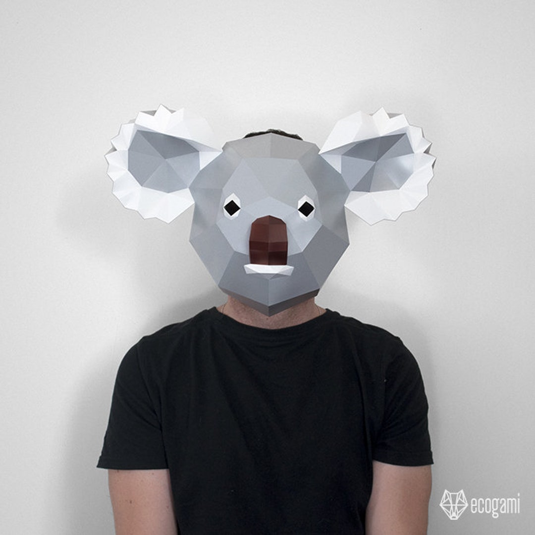 Koala Paper Face Mask Template, Printable Papercraft Pdf Template to ...