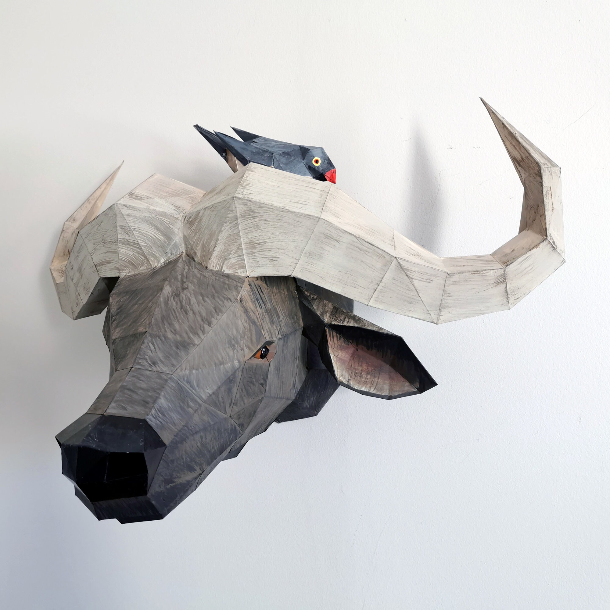 Buffalo Trophy Papercraft Sculpture, Printable 3D Puzzle, Papercraft ...