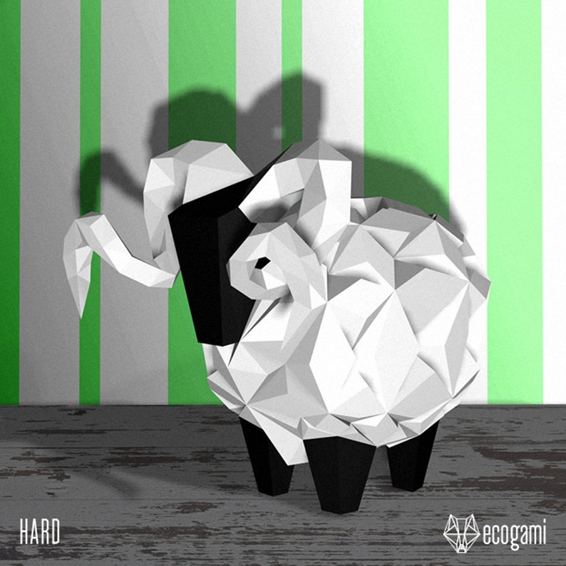 Sheep Papercraft PDF, DIY 3D Paper Sculpture, Low Poly Printable Farm ...