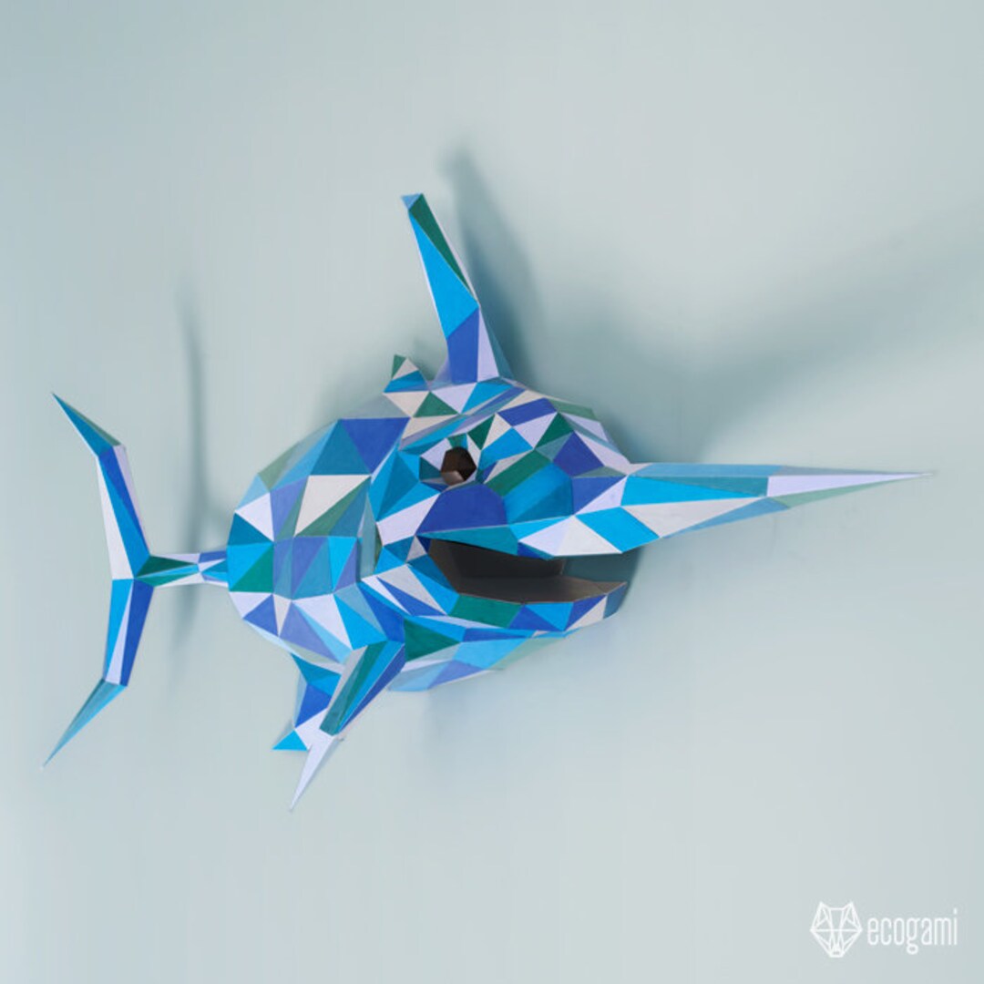 Swordfish Papercraft Sculpture, Printable 3D Puzzle, Papercraft Pdf ...