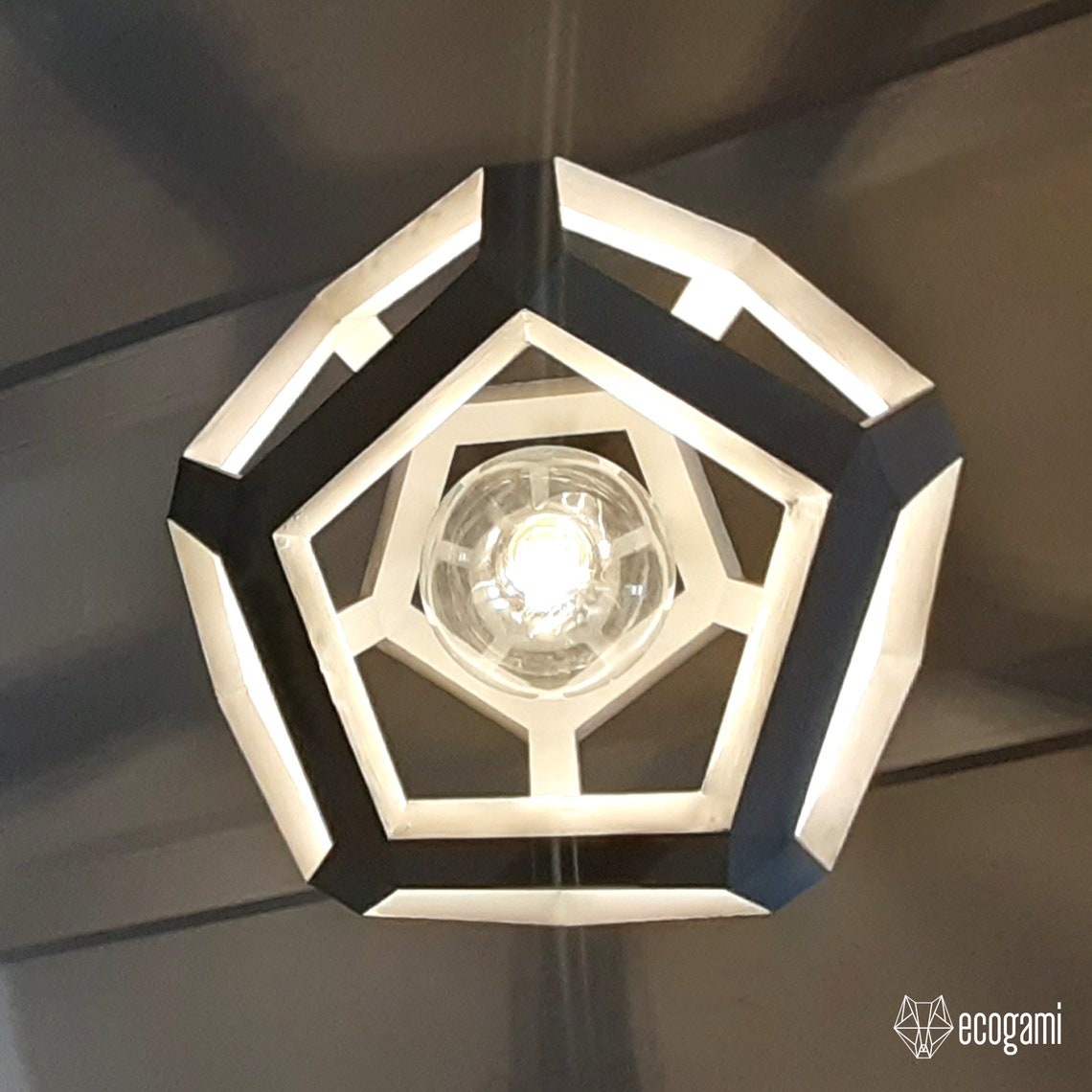 Modern Paper Lamp Shade Printable Lampshade HEXA Papercraft - Etsy