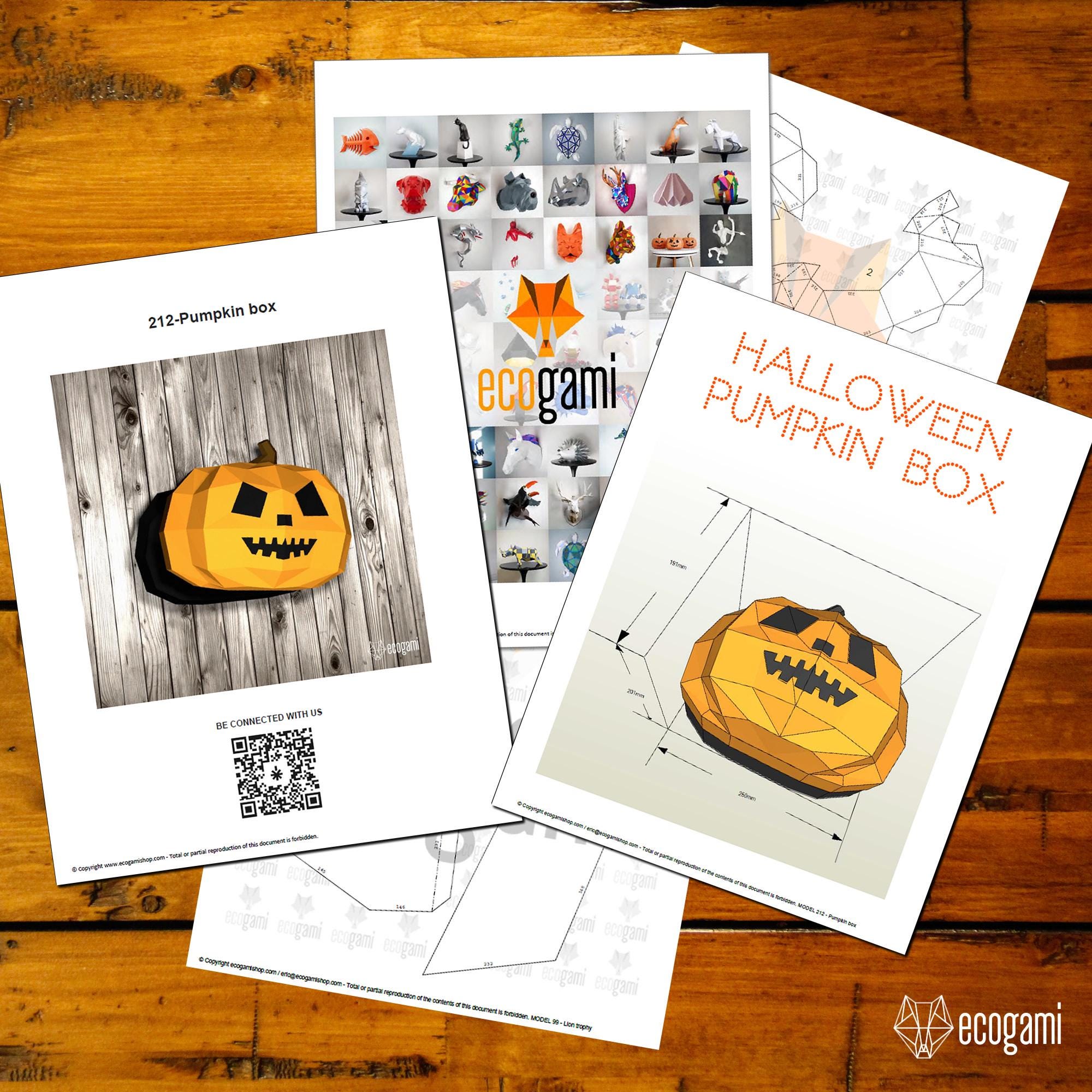 PUMPKIN BOX PAPERCRAFT | Diy Halloween Box | Pdf Pumpkin Box Template ...