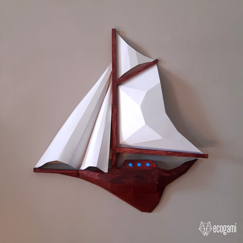 Sailboat Papercraft Wall Art Printable 3D Puzzle Papercraft | Etsy
