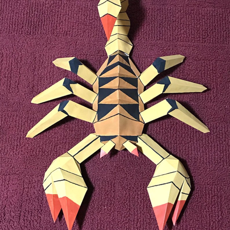 Scorpion Papercraft PDF, DIY Insect Wall Decor, Low Poly 3D Printable ...