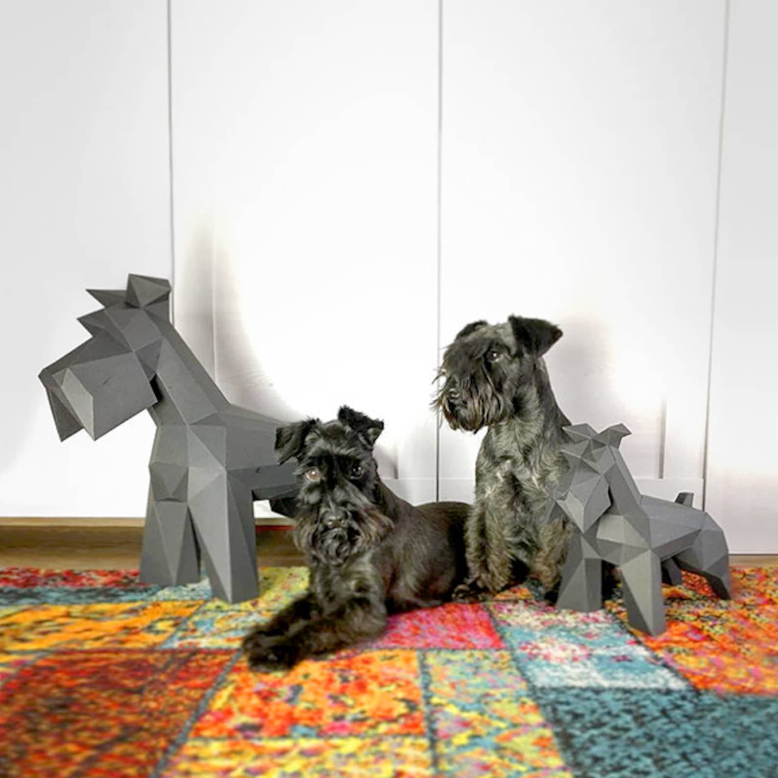Schnauzer Papercraft Sculpture, Printable 3D Puzzle, Papercraft Pdf ...