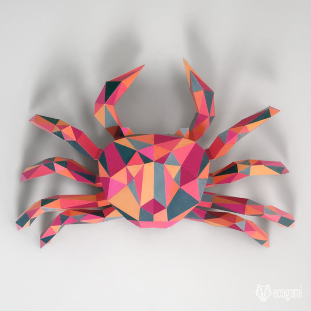 Crab Papercraft Sculpture, Printable 3D Puzzle, Papercraft Pdf Template ...