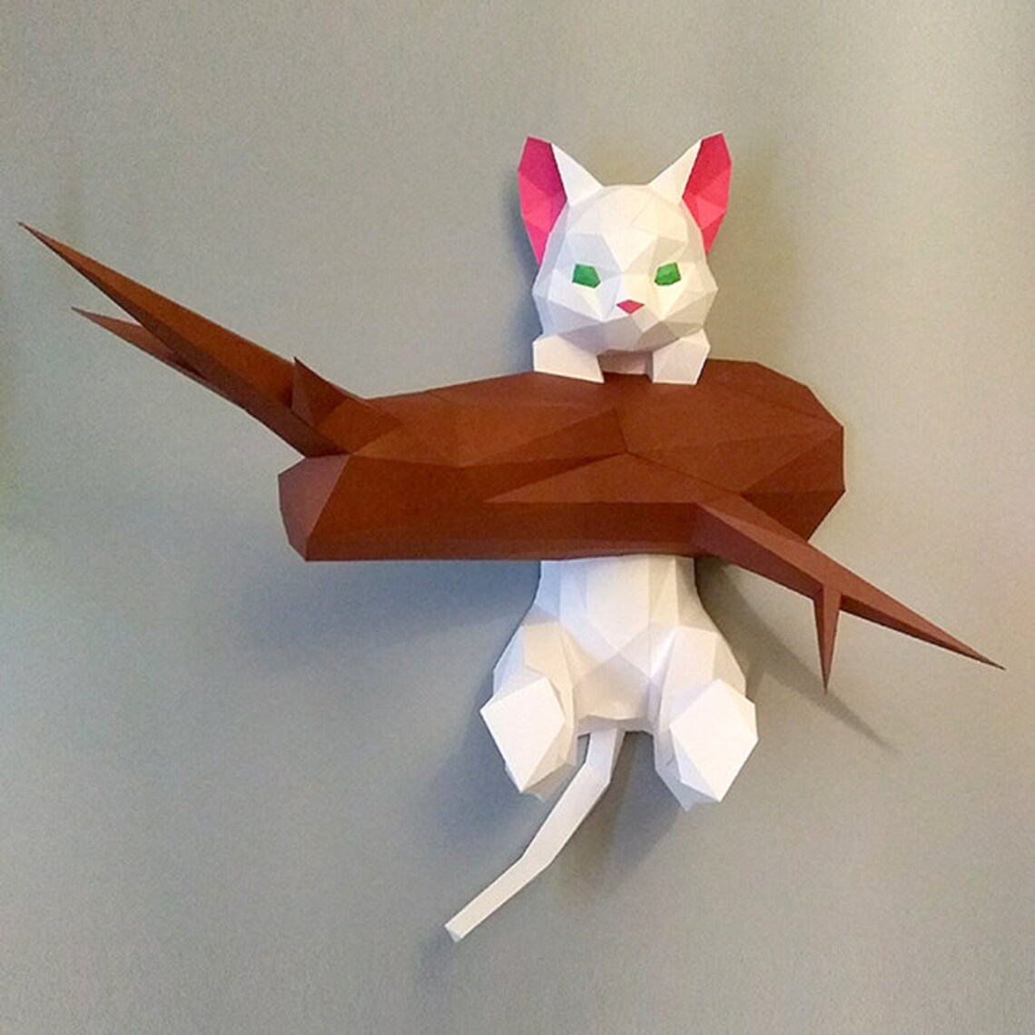 Gato escultura papercraft rompecabezas 3D imprimible | Etsy