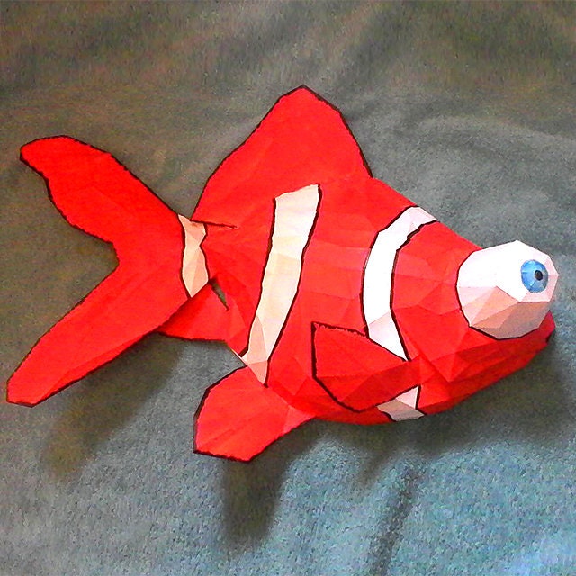 Goldfish papercraft sculpture printable 3D puzzle papercraft | Etsy