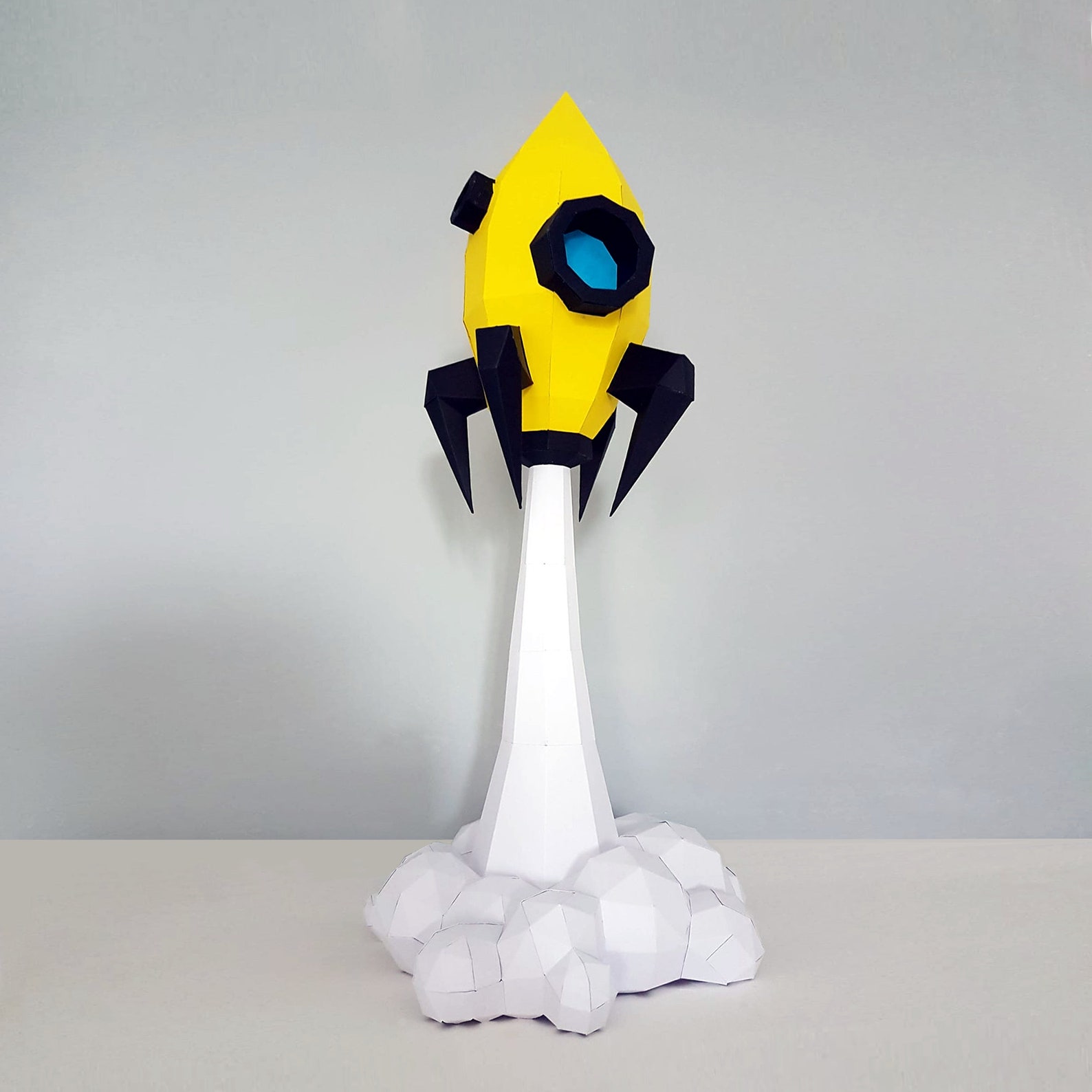 Rocket Launch Papercraft PDF Template, DIY 3D Paper Rocket Sculpture ...