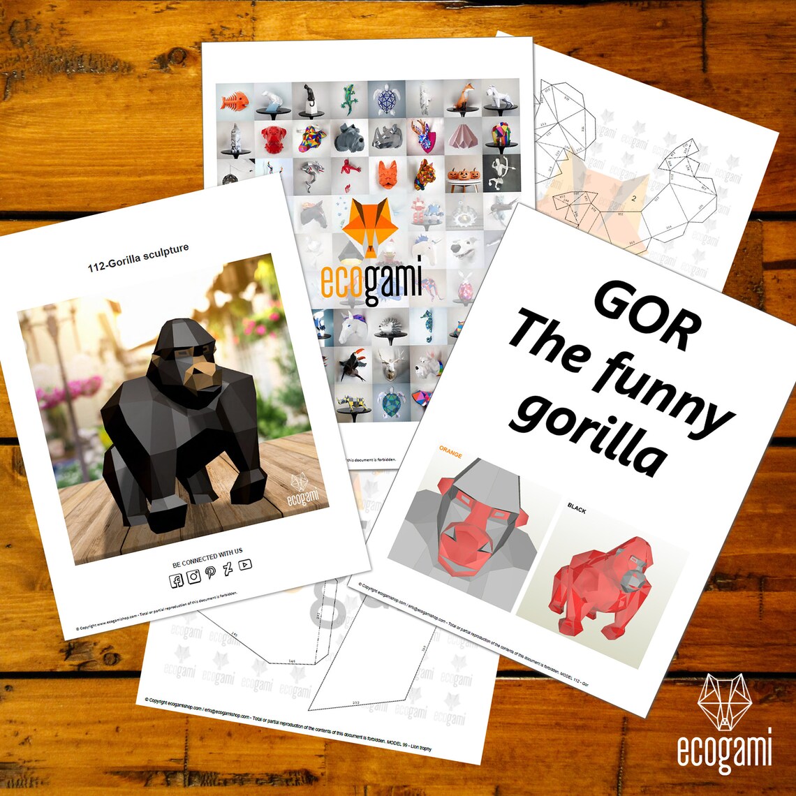 Gorilla Papercraft Sculpture Printable 3D Puzzle Papercraft - Etsy