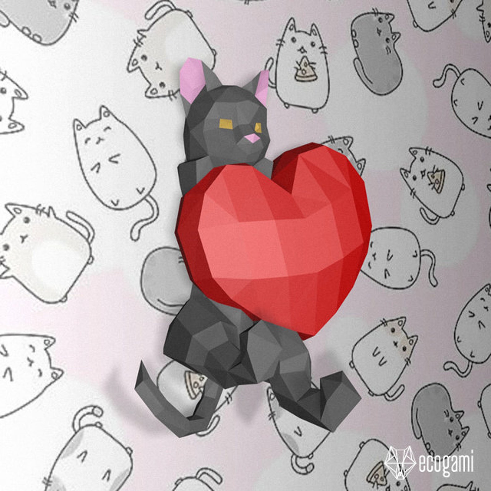 Cat papercraft sculpture printable 3D puzzle papercraft Pdf | Etsy