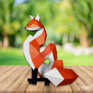 Fox Papercraft Sculpture, Printable 3D Puzzle, Papercraft Pdf Template ...