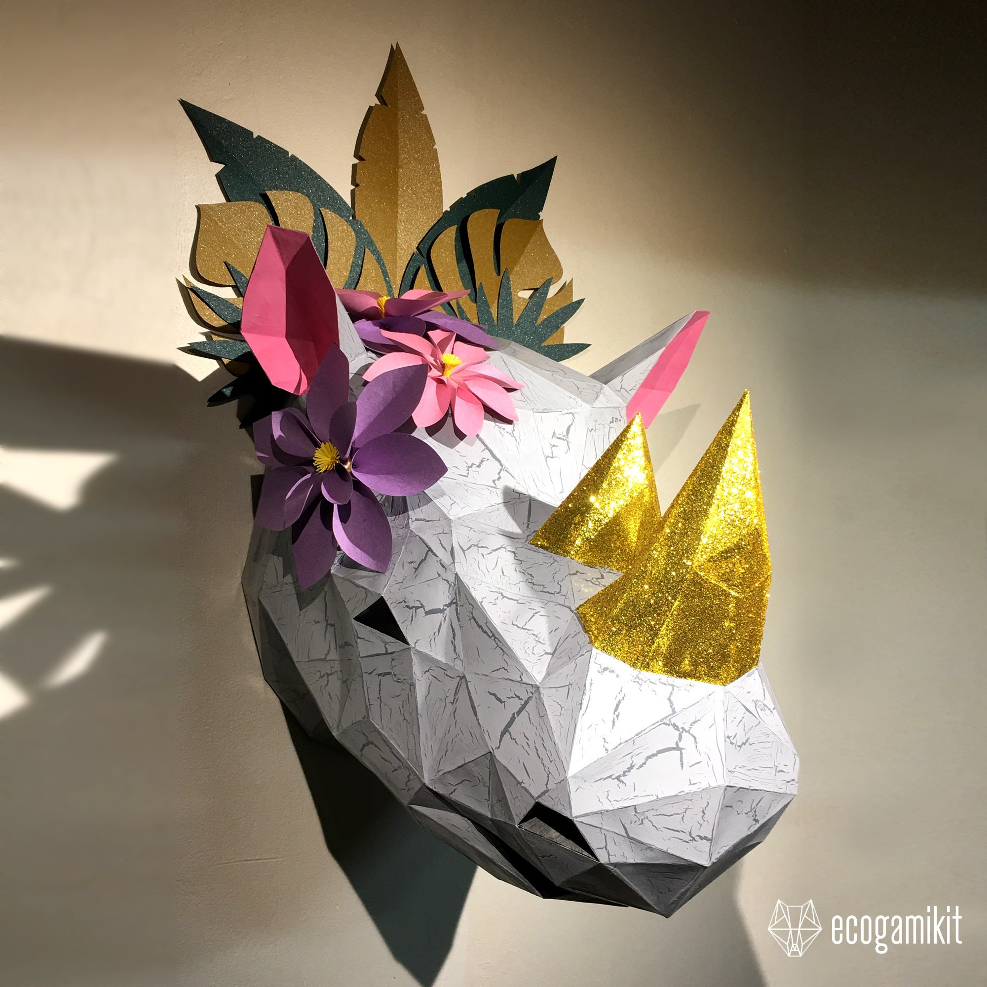 Rhino sculpture papercraft 3D craft kit for adults puzzle to | Etsy