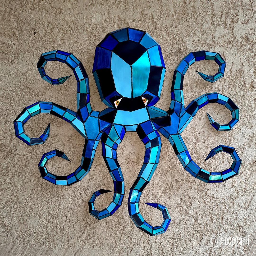 Octopus Papercraft Sculpture, Printable 3D Wall Art, Papercraft Pdf ...