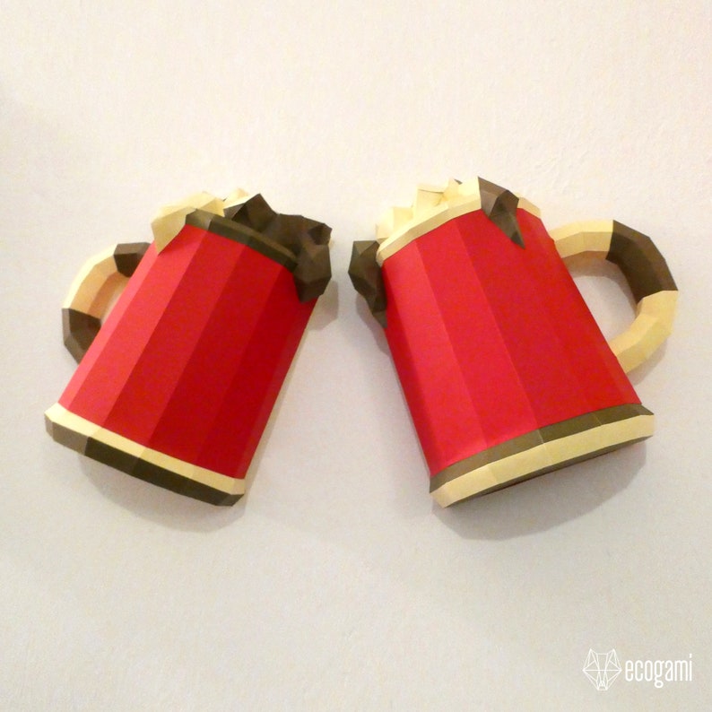 Beer Glasses Papercraft Sculpture, Printable 3D Puzzle, Papercraft Pdf ...