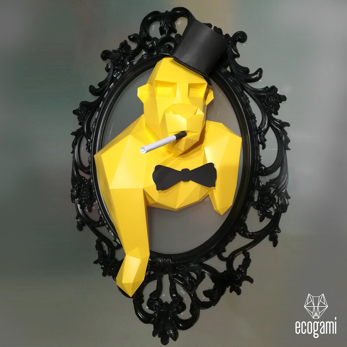 Gorilla Papercraft PDF, DIY Animal Head Wall Trophy, Low Poly 3D ...