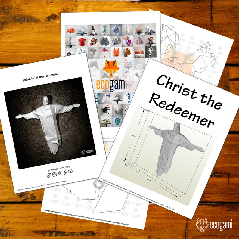 Christ the Redeemer Papercraft PDF, DIY 3D Paper Sculpture, Low Poly ...