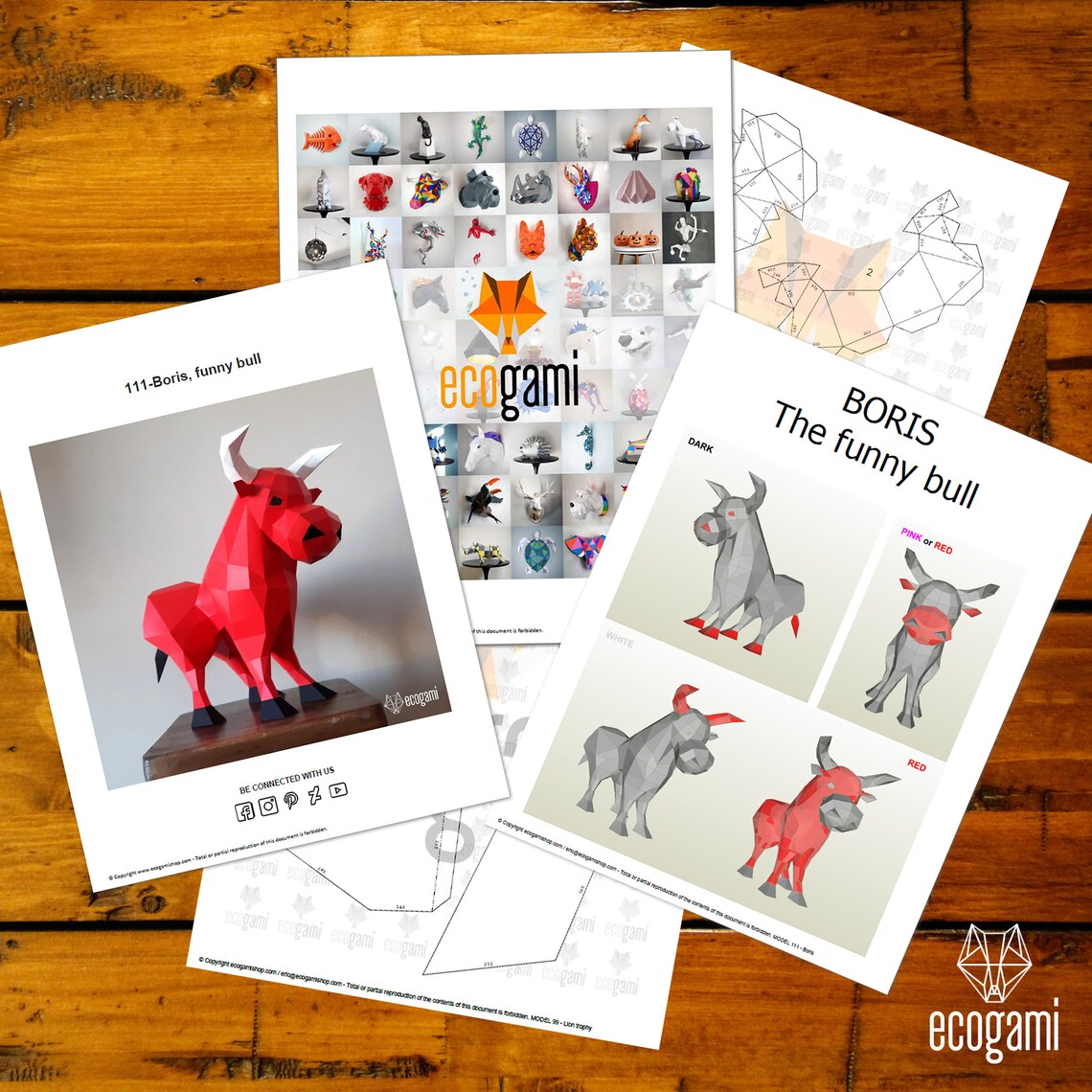 Bull Papercraft Sculpture, Printable 3D Puzzle, Papercraft Pdf Template ...