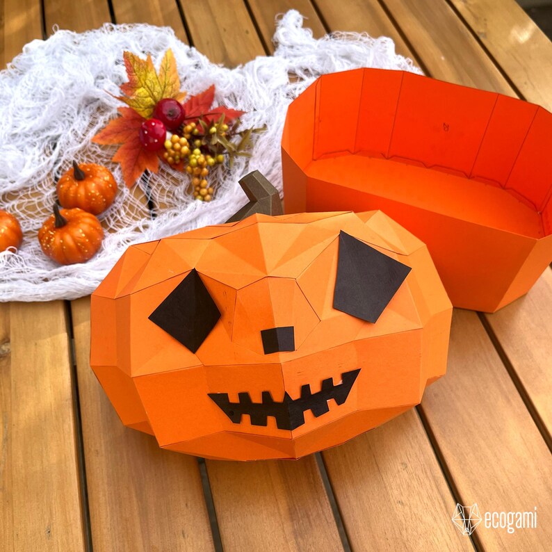 PUMPKIN BOX PAPERCRAFT | Diy Halloween Box | Pdf Pumpkin Box Template ...