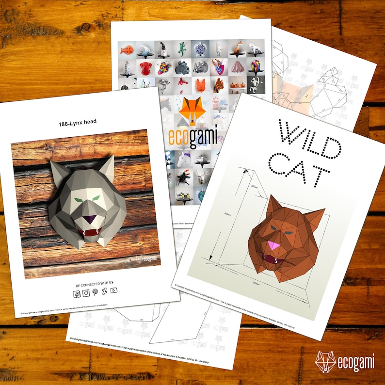 Lynx, Wild Cat Papercraft Sculpture, Printable 3D Puzzle, Papercraft ...