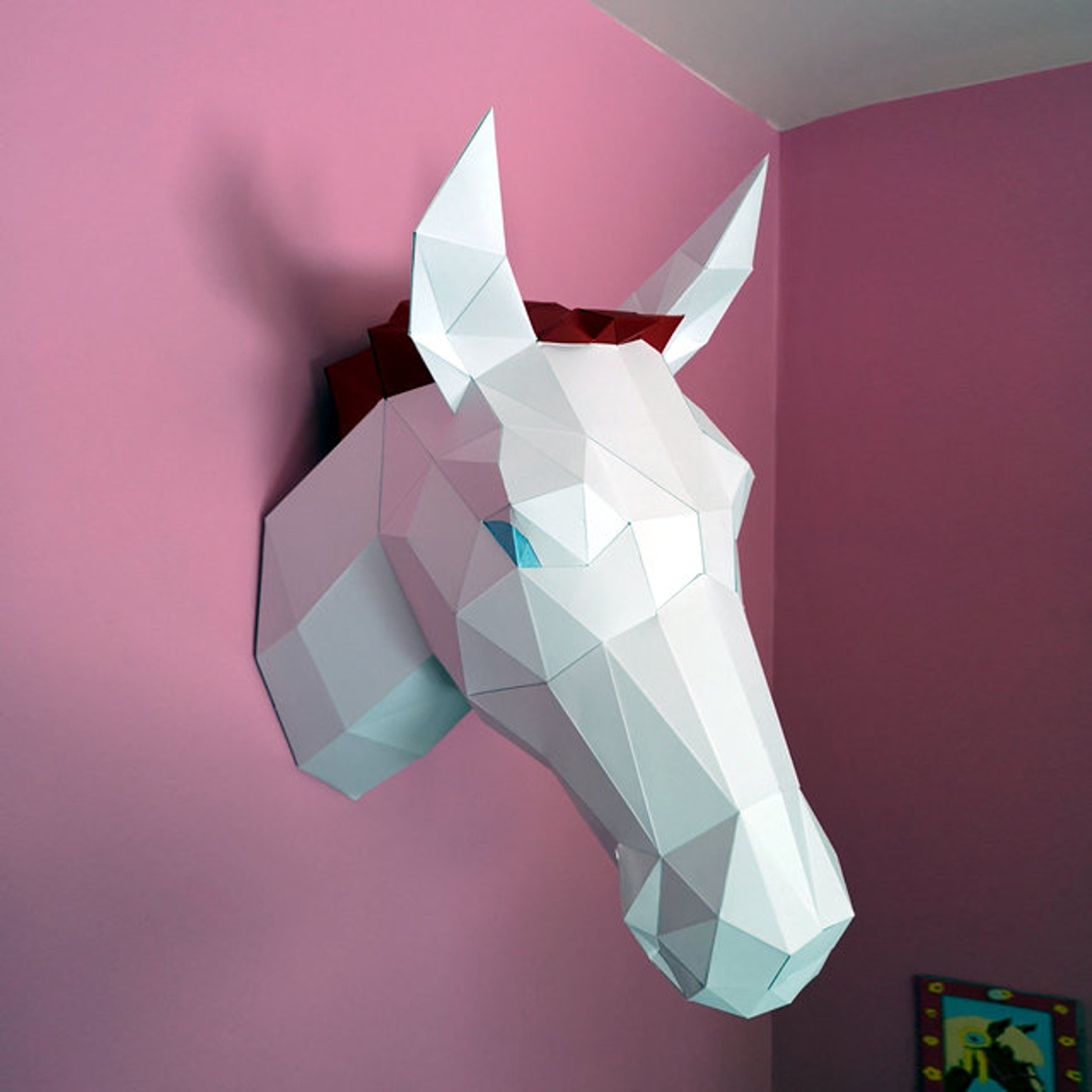 Horse Papercraft PDF, DIY Animal Head Wall Trophy, Low Poly 3D ...