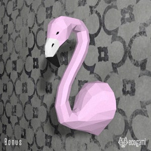 Flamingo Papercraft Sculpture, Printable 3D Puzzle, Papercraft Pdf ...