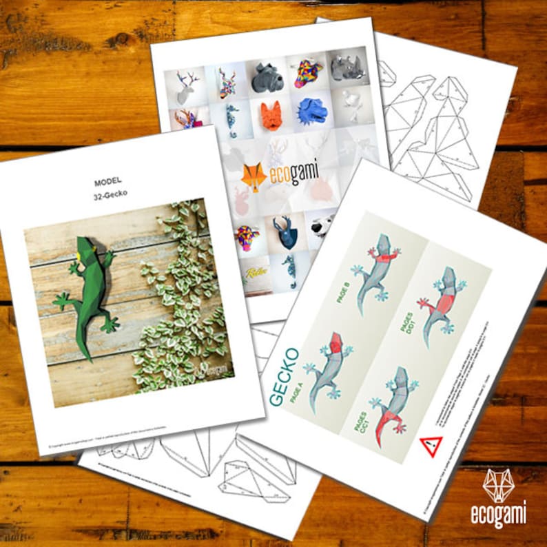 Lizard papercraft sculpture printable 3D puzzle papercraft | Etsy