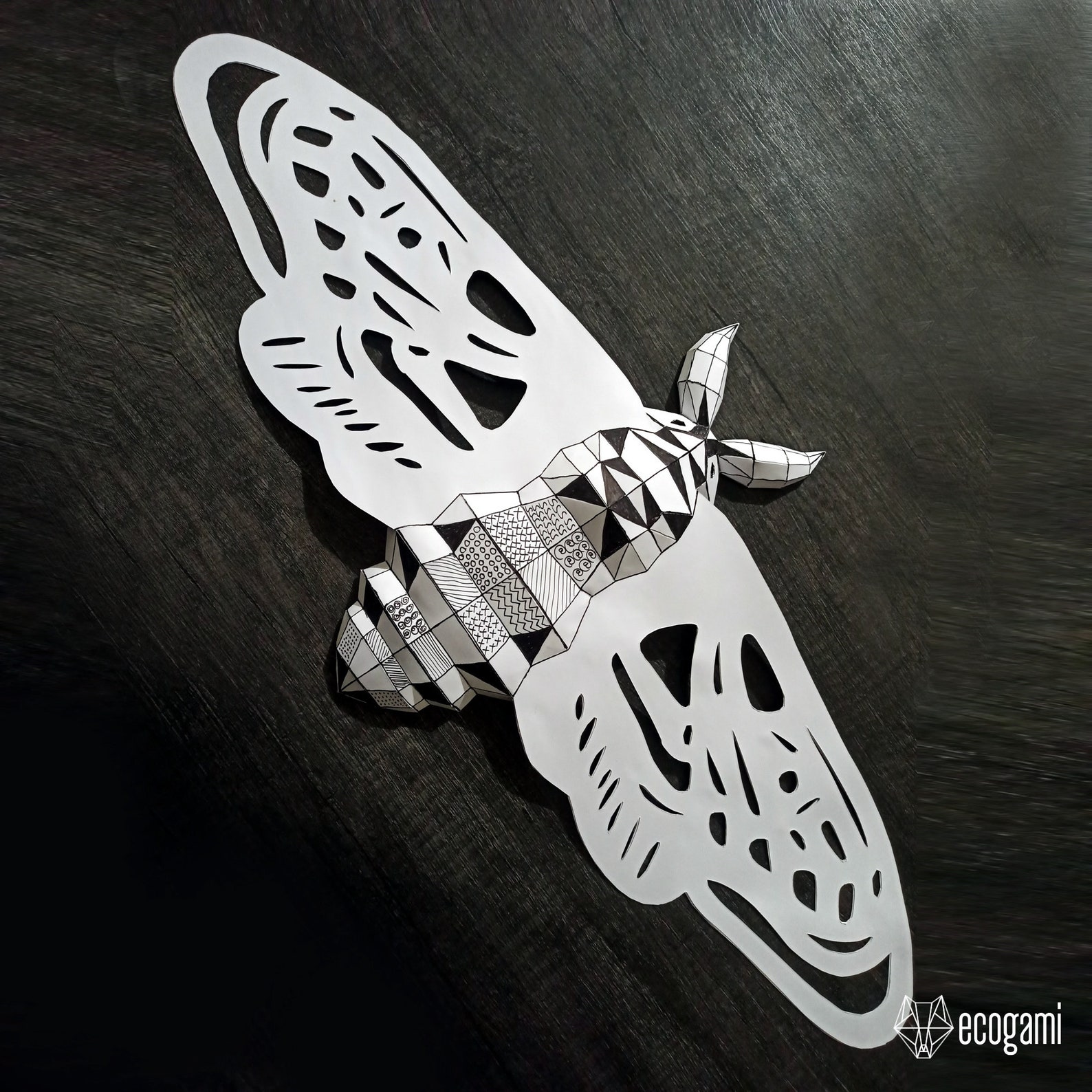 Moth Papercraft Sculpture, Printable 3D Puzzle, Papercraft Pdf Template ...