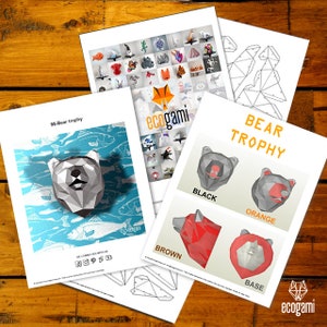 Bear Papercraft Sculpture, Printable 3D Puzzle, Papercraft Pdf Template ...