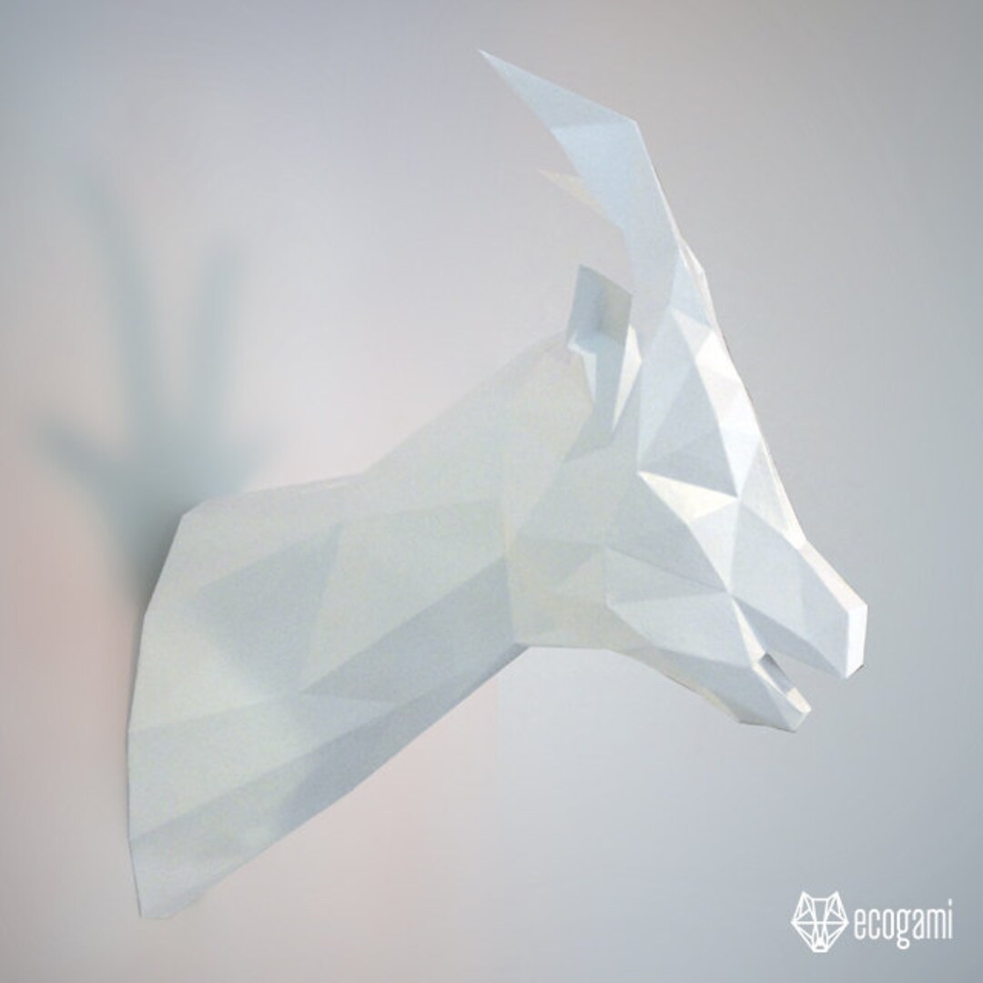 Goat Head Papercraft Template | Printable Goat 3D Puzzle | DIY Goat ...