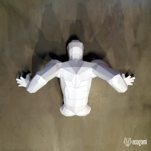 Coming Out Man Papercraft PDF, DIY Human Wall Art, Low Poly 3D ...