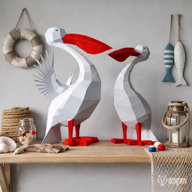 Pelican Papercraft PDF, DIY 3D Paper Sculpture, Low Poly Printable ...