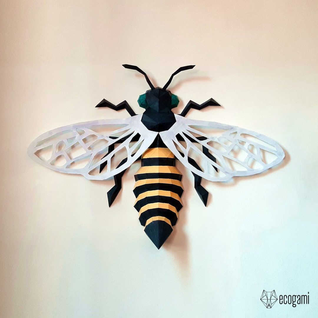 Bee Papercraft Sculpture, Printable 3D Puzzle, Papercraft Pdf Template ...