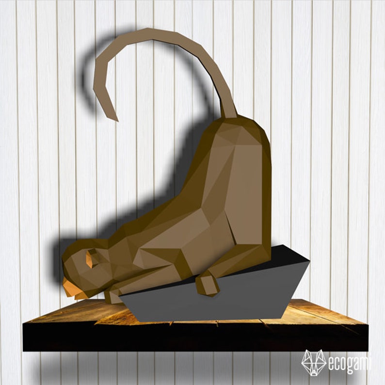 Monkey Papercraft Sculpture, Printable 3D Puzzle, Papercraft Pdf ...