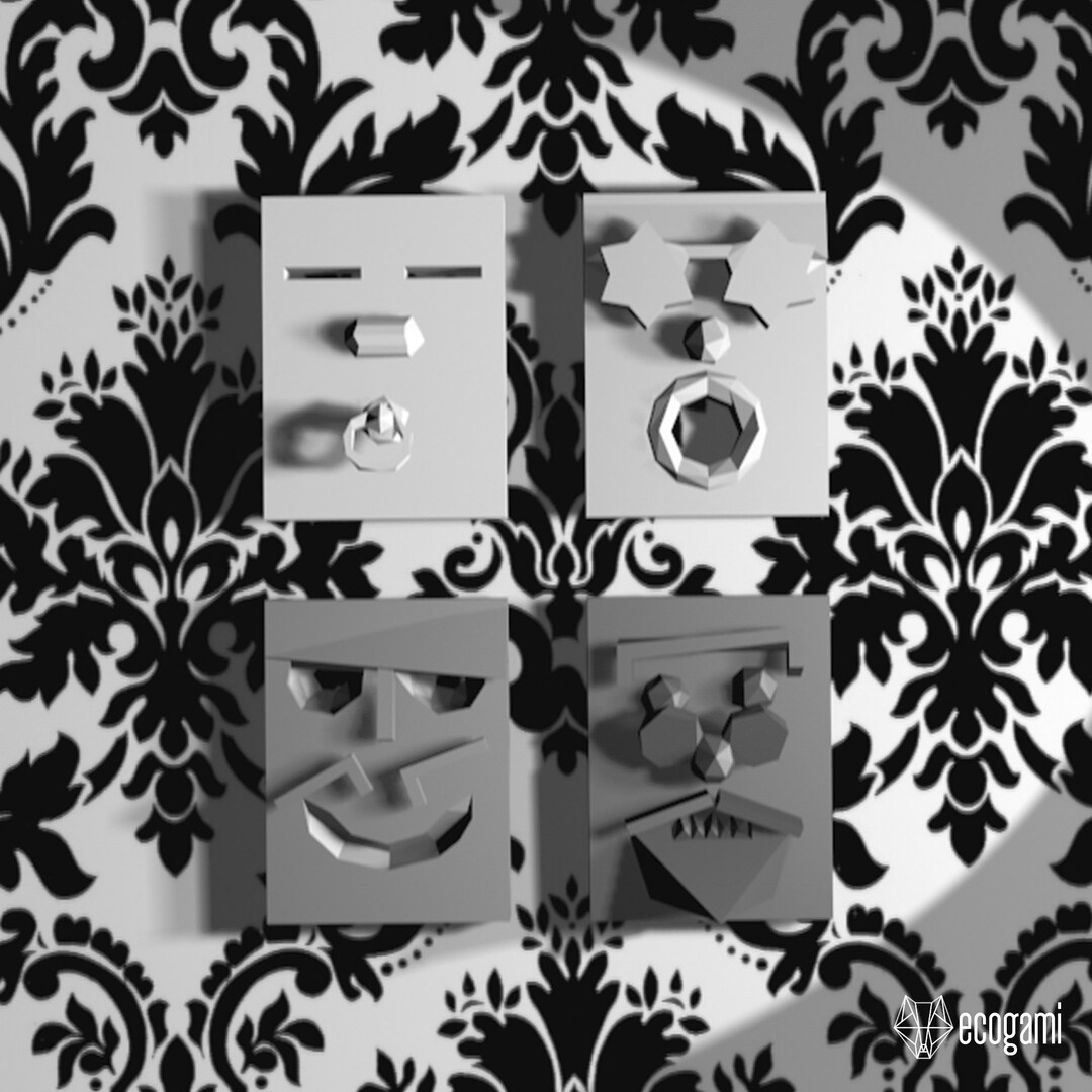 Funny Faces Papercraft Sculptures, Printable 3D Puzzle, Papercraft Pdf ...