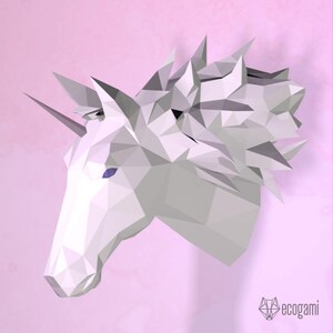 Unicorn Papercraft Sculpture, Printable 3D Puzzle, Papercraft Pdf ...