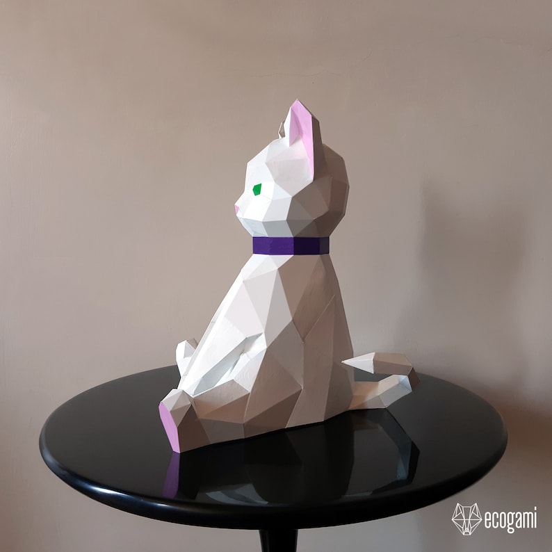 Kitten Papercraft Sculpture Printable 3D Puzzle Papercraft - Etsy
