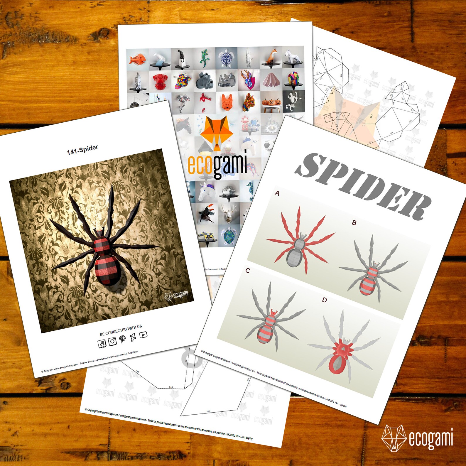 Spider Papercraft PDF, DIY Halloween Wall Decor, Low Poly 3D Printable ...