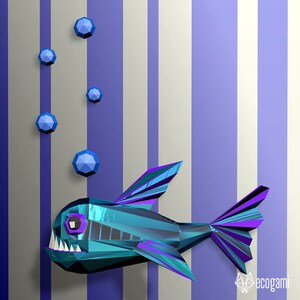 Bubble Fish Papercraft Trophy, Printable 3D Puzzle, Papercraft Pdf ...
