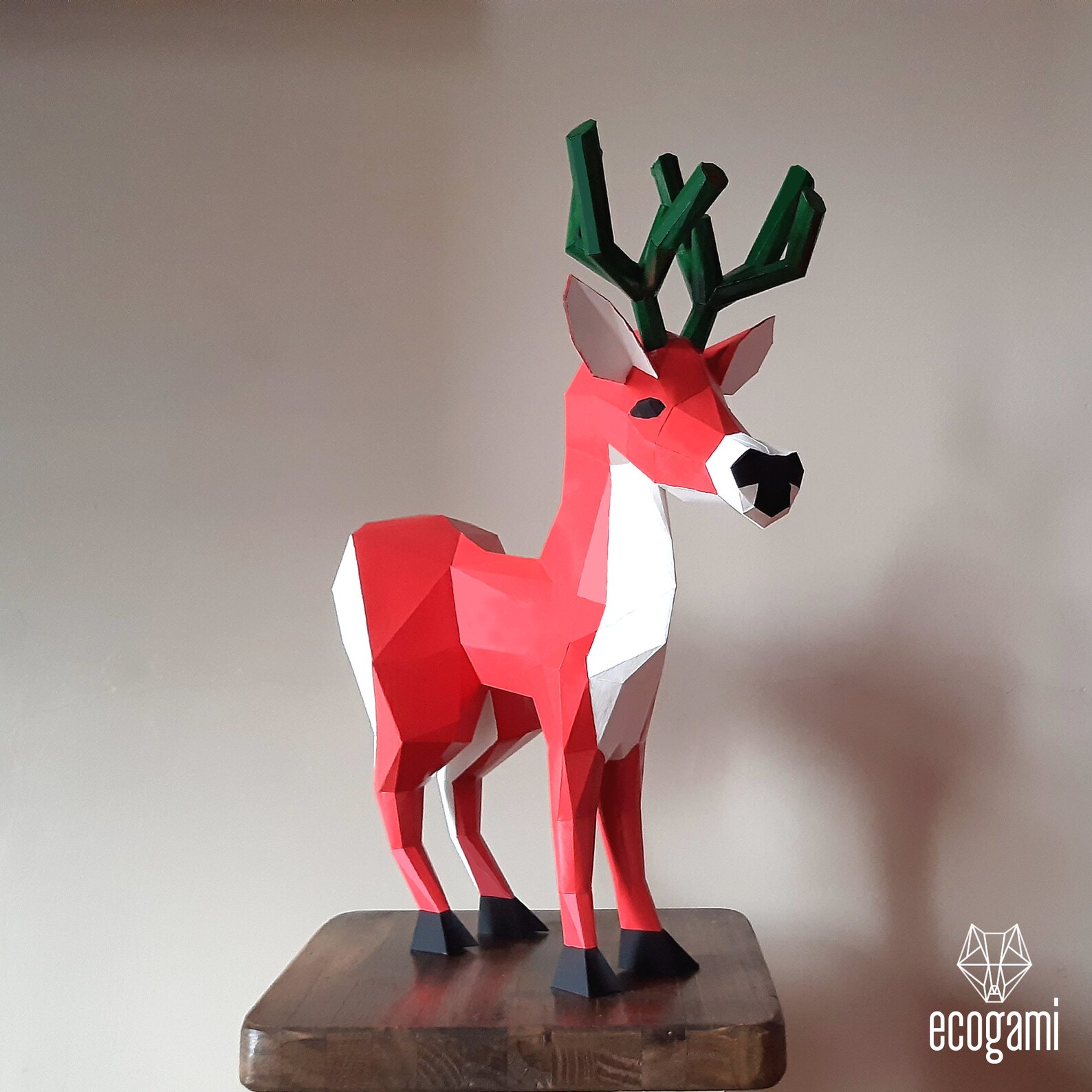 Reindeer Papercraft Sculpture, Printable 3D Puzzle, Papercraft Pdf ...