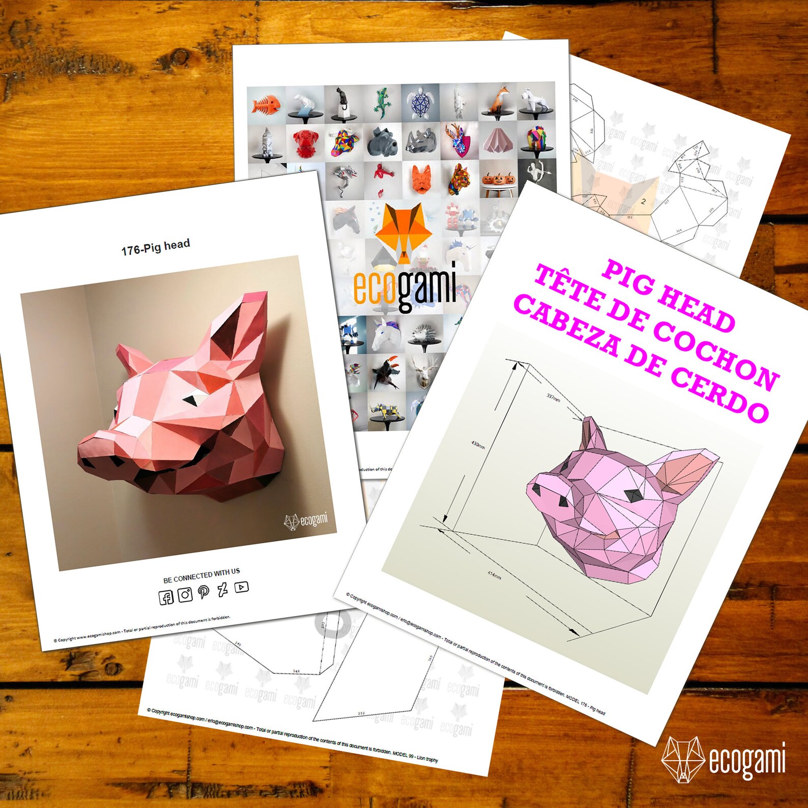 Pig Head Papercraft Template Printable 3D Puzzle Papercraft | Etsy