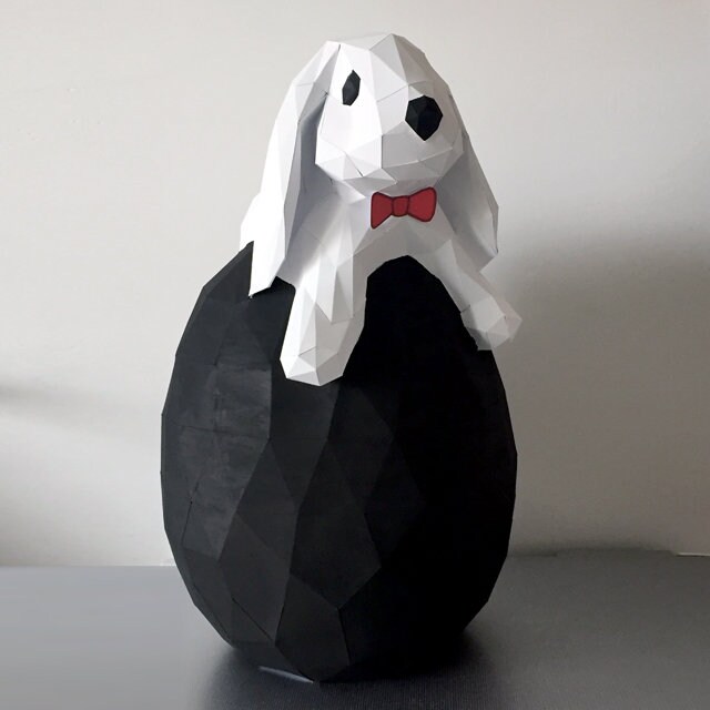Easter Bunny Egg Papercraft PDF, DIY 3D Paper Sculpture, Low Poly ...