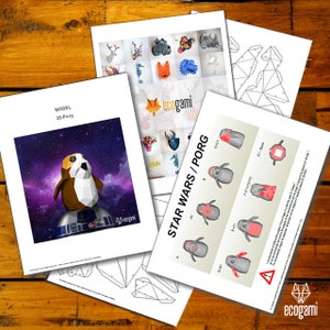 Porg Papercraft PDF, DIY Sci Fi Creature Decor, Low Poly 3D Printable ...